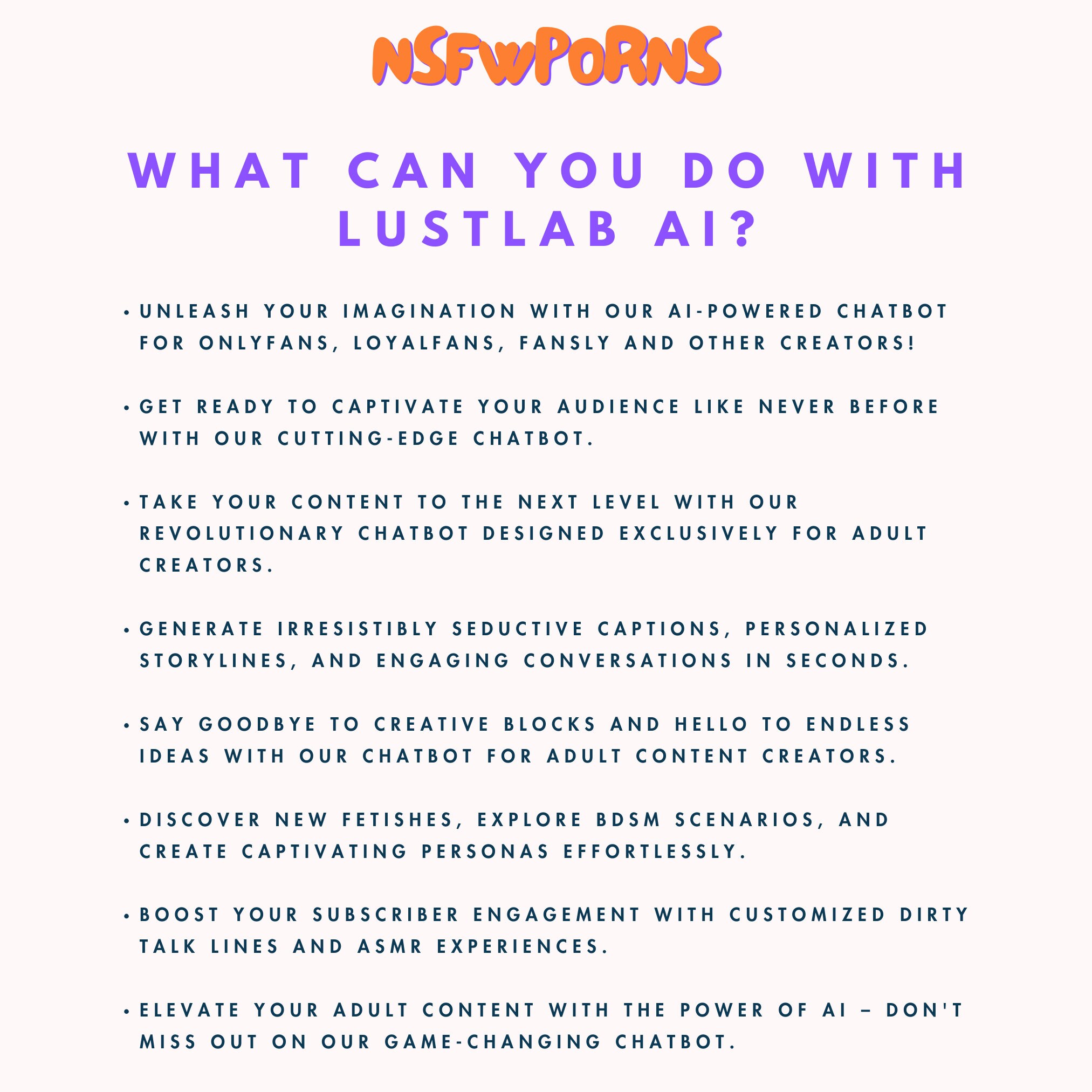 Lustlab AI Chatbot - Create Contents for Adult Content Creators and Agents | Onlyfans ...