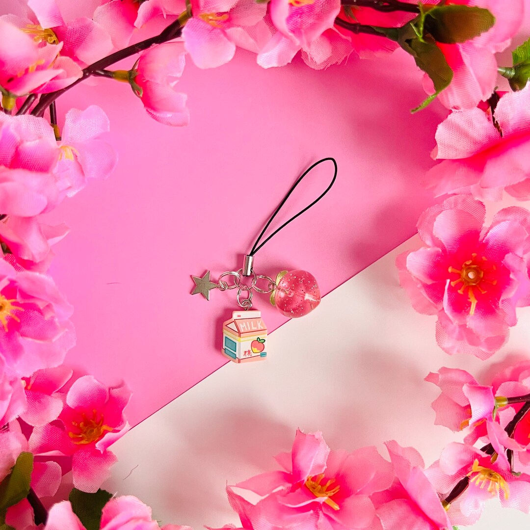 Cellphone Charm • PEACHY • Momo Peach Milk With Glitter Chunky Peach ...