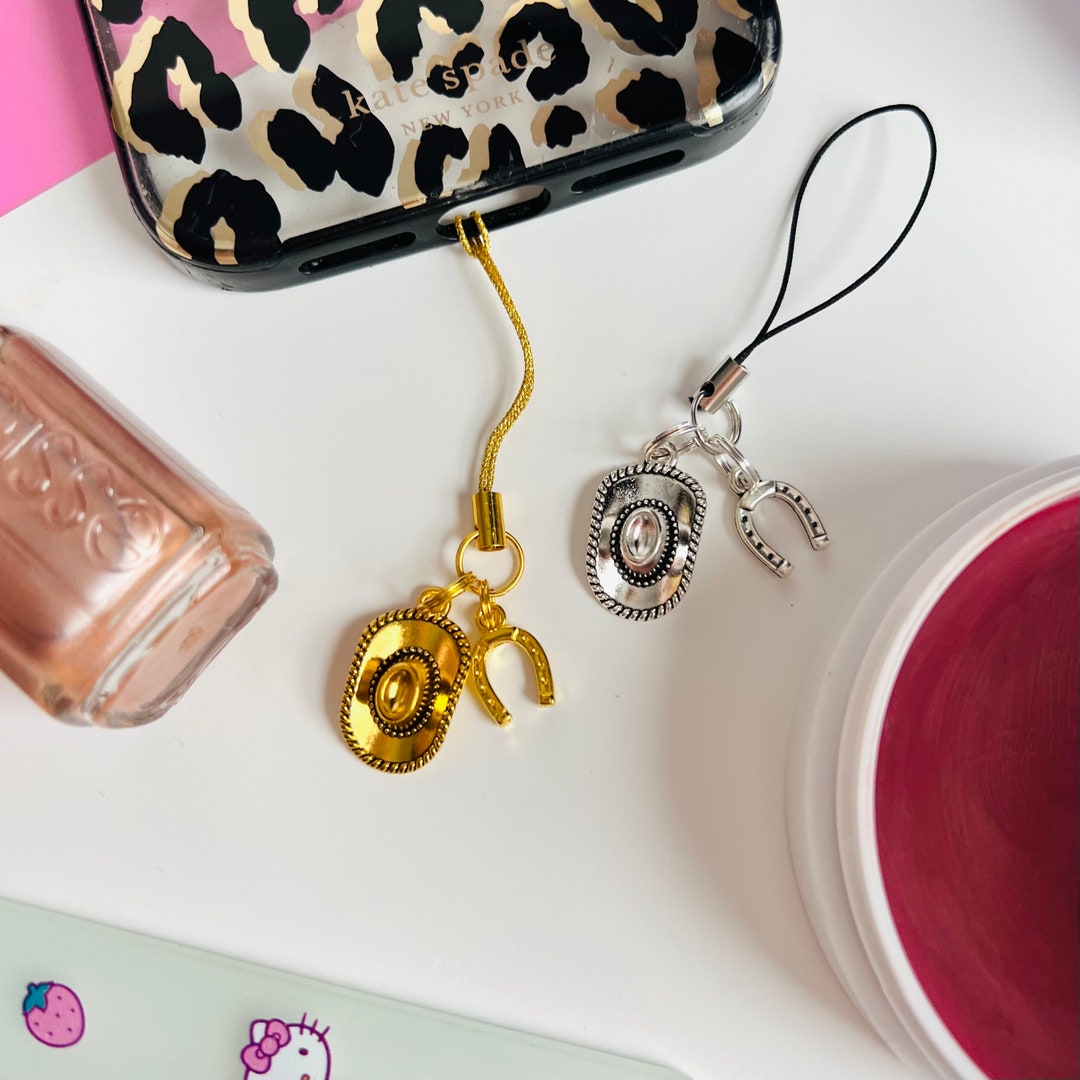 Cellphone Charm • YEE HAW • Cowgirl Charm With Lucky Horseshoe Charm ...