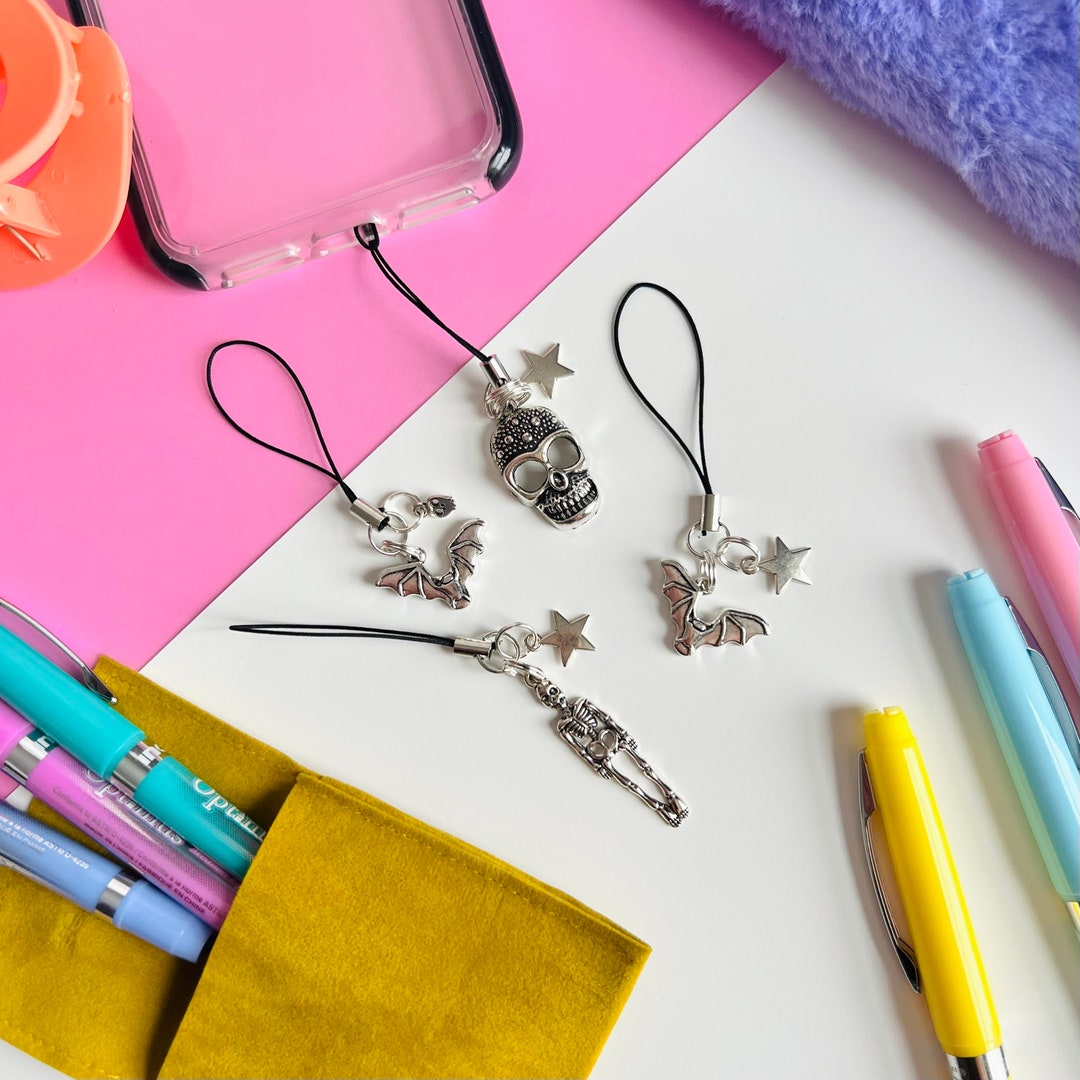Cellphone Charm • GOTH GIRL CUTE • Skull, Skeleton and Bat Charms for ...