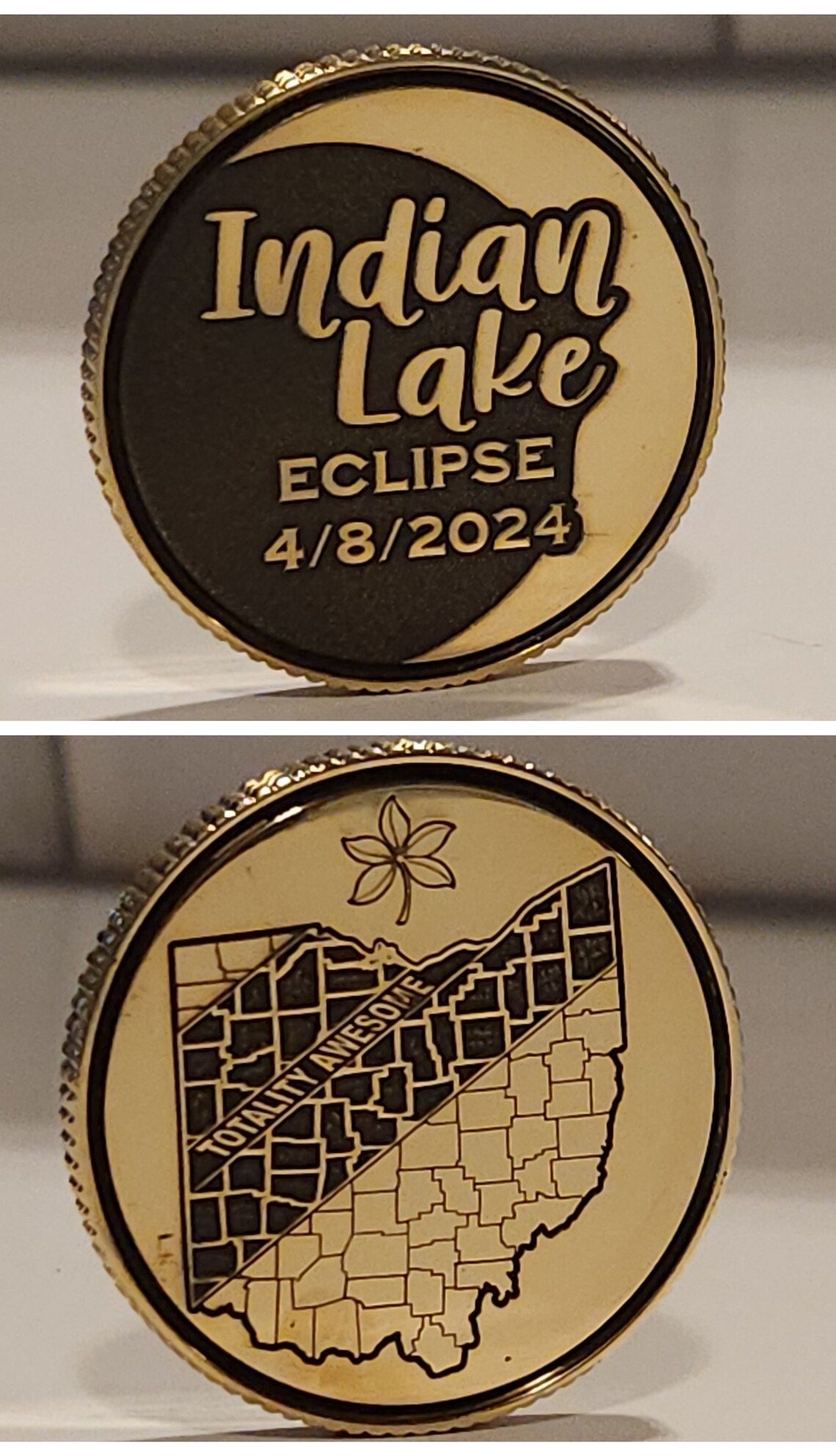 Laser Engraved Indian Lake Ohio Eclipse Coin - Etsy