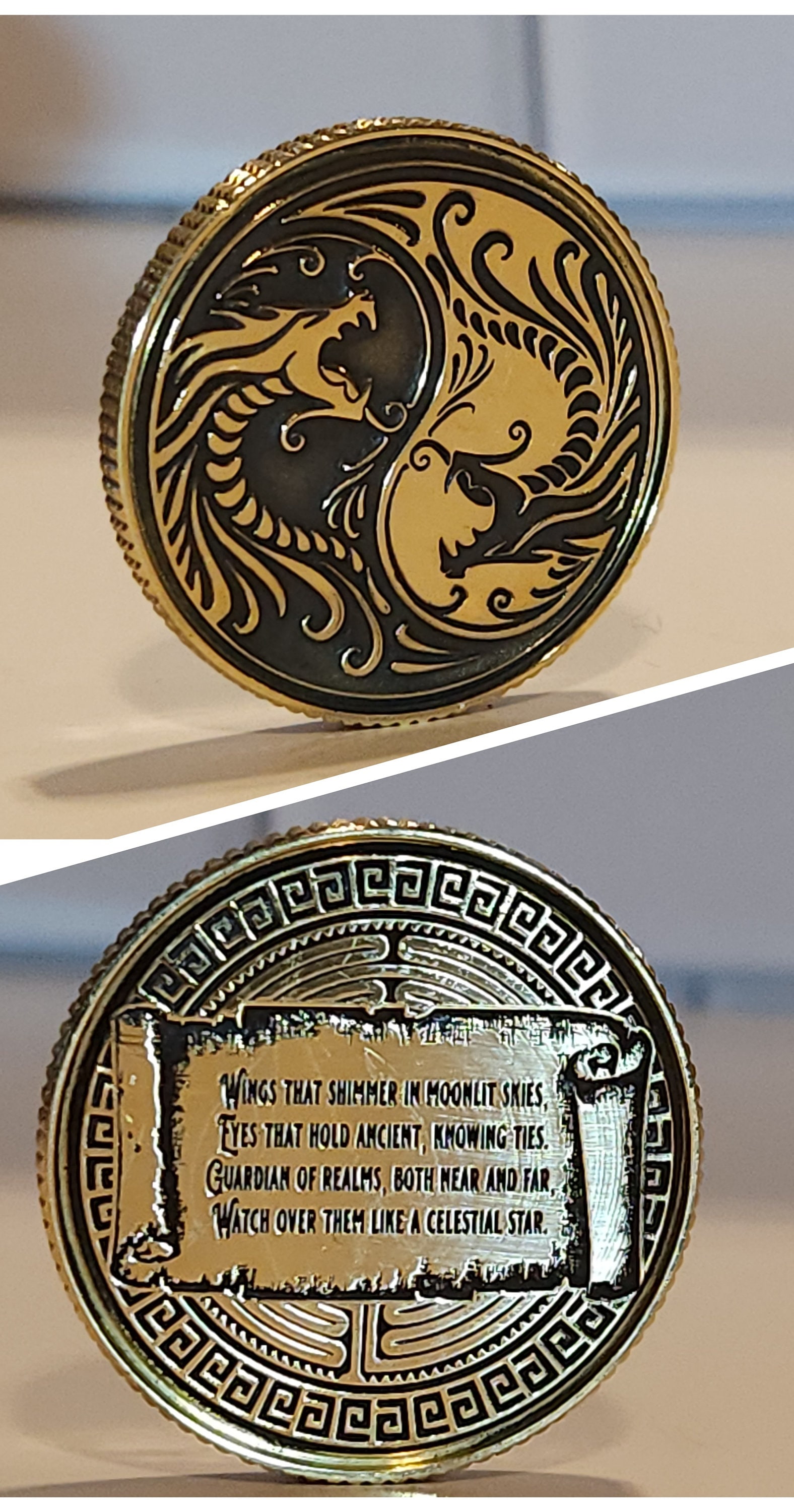 Laser Engraved Dragon Coin. - Etsy