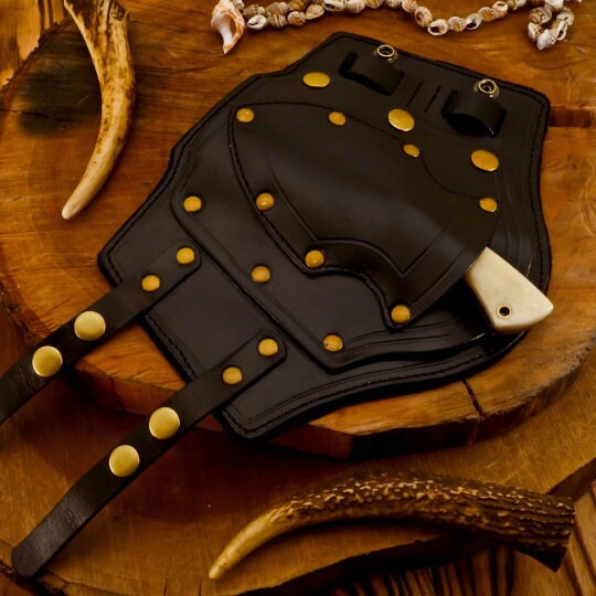 Black Handmade Hidden Wallet Cuff Sheath Stainless Steel Wrist Knife ...