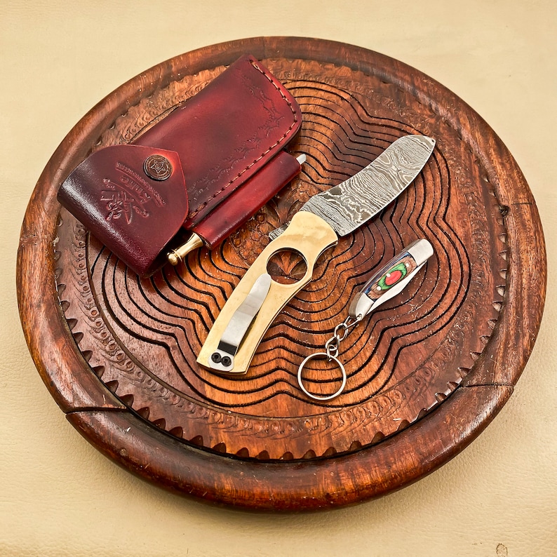 Brass Cigar Cutter Handmade Damascus Cigar Knife Guillotine Cigar ...