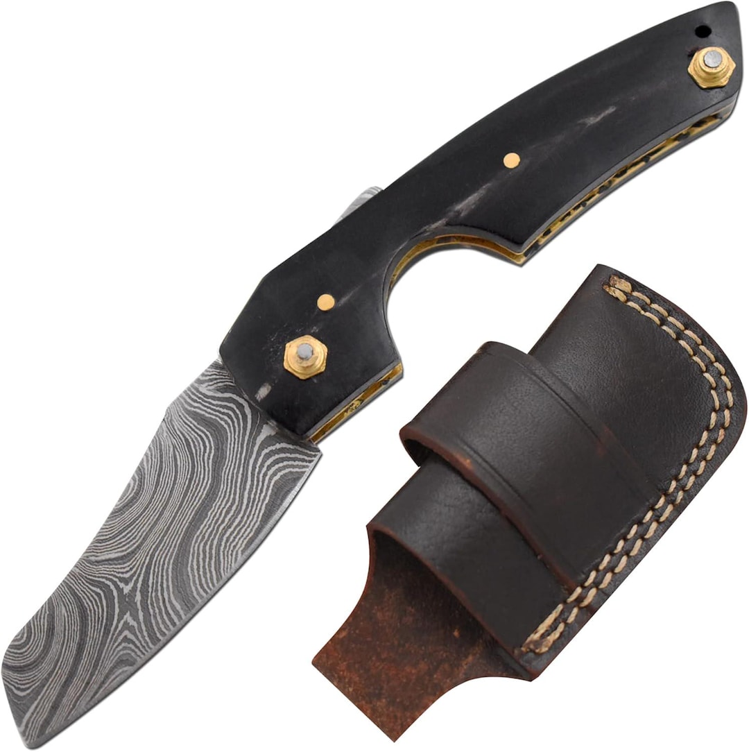 Handmade CIGAR CUTTER Damascus Cigar Knife - CUSTOM Pocket Folding ...