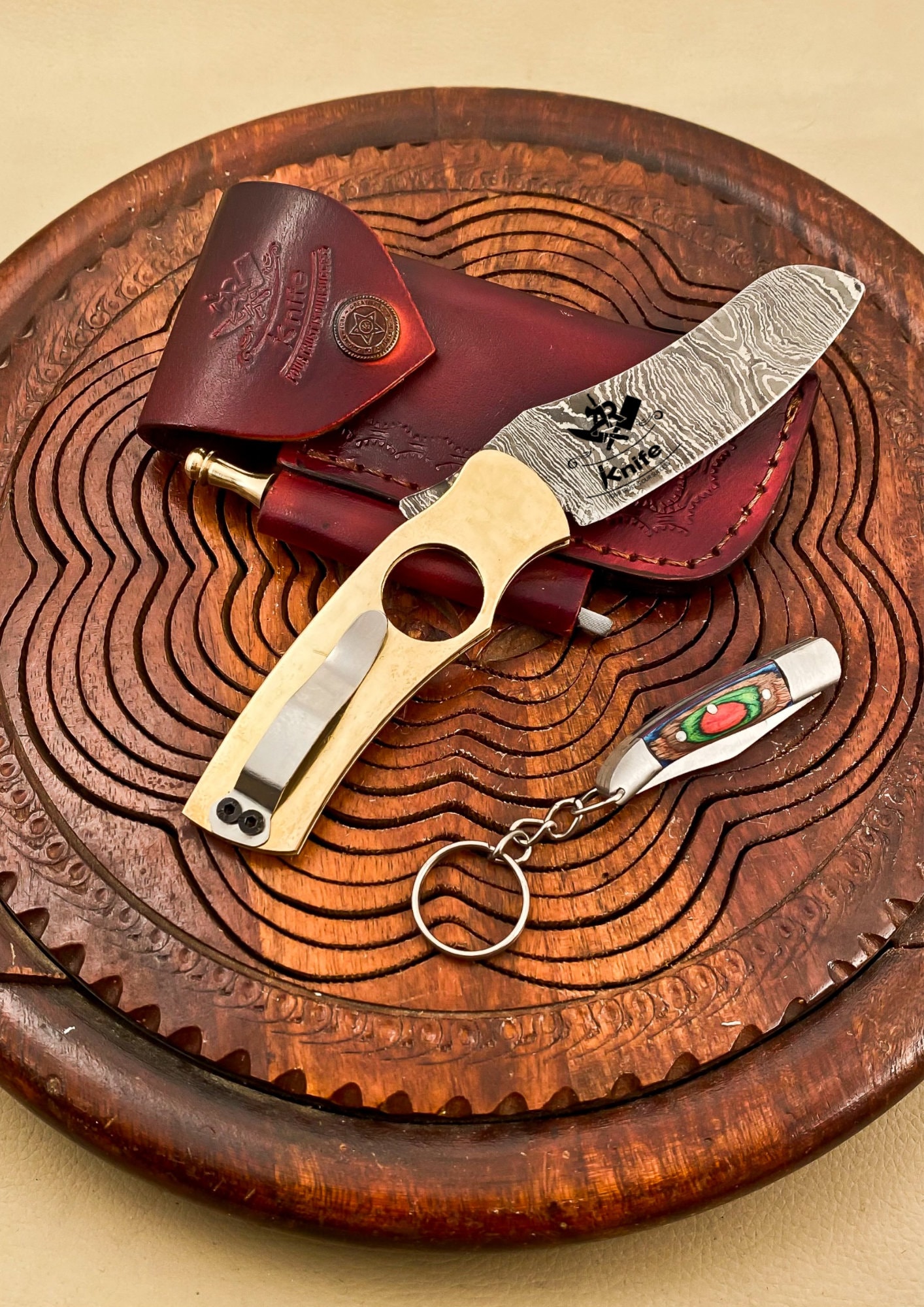 Brass Cigar Cutter Handmade Damascus Cigar Knife Guillotine Cigar ...