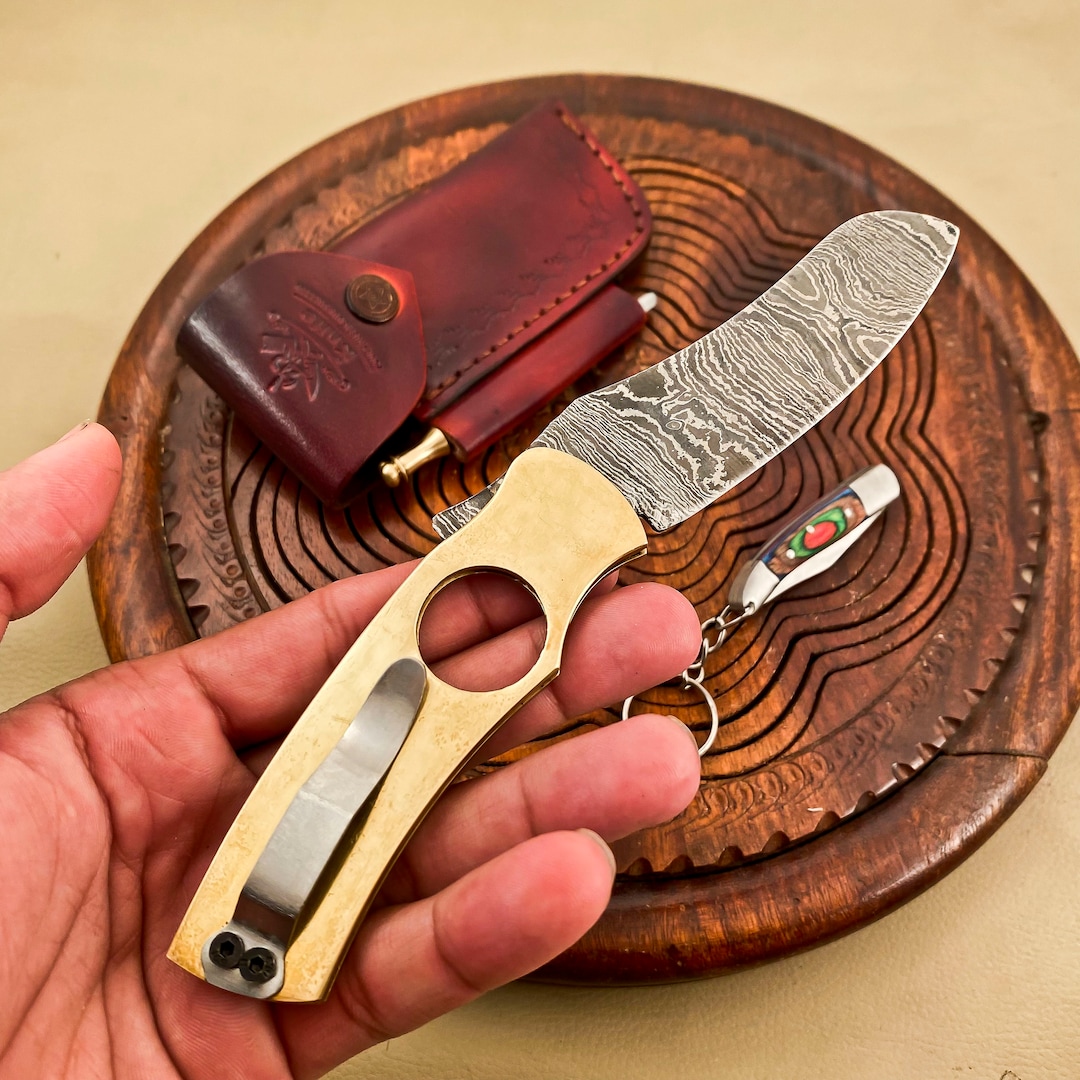 Brass Cigar Cutter Handmade Damascus Cigar Knife Guillotine Cigar ...