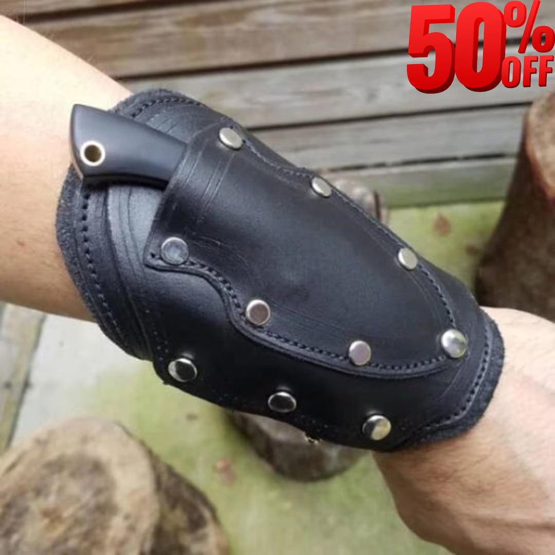 Handmade Black Leather Wrist Cuff Sheath With Hidden Blade, Leather ...