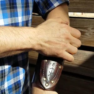Handmade Leather Wrist Cuff Sheath With Knife Holder - Necker Knife ...