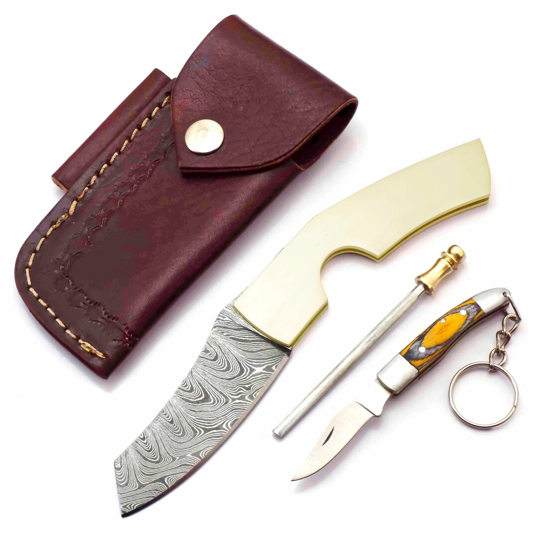 Custom BRASS CIGAR CUTTER Damascus Knife Handmade Cigar Cutter Knife ...