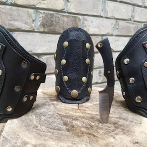 Handmade Black Leather Wrist Cuff Sheath With Hidden Blade, Leather ...