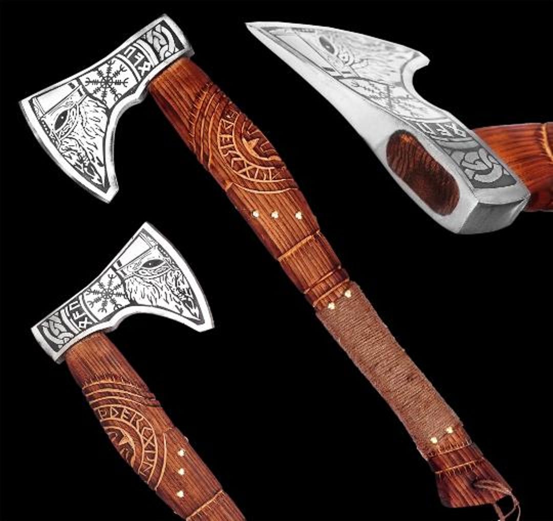 Engraved Handmade Axe | Viking Axe Hatchet | Carver Hatchet | Bearded ...