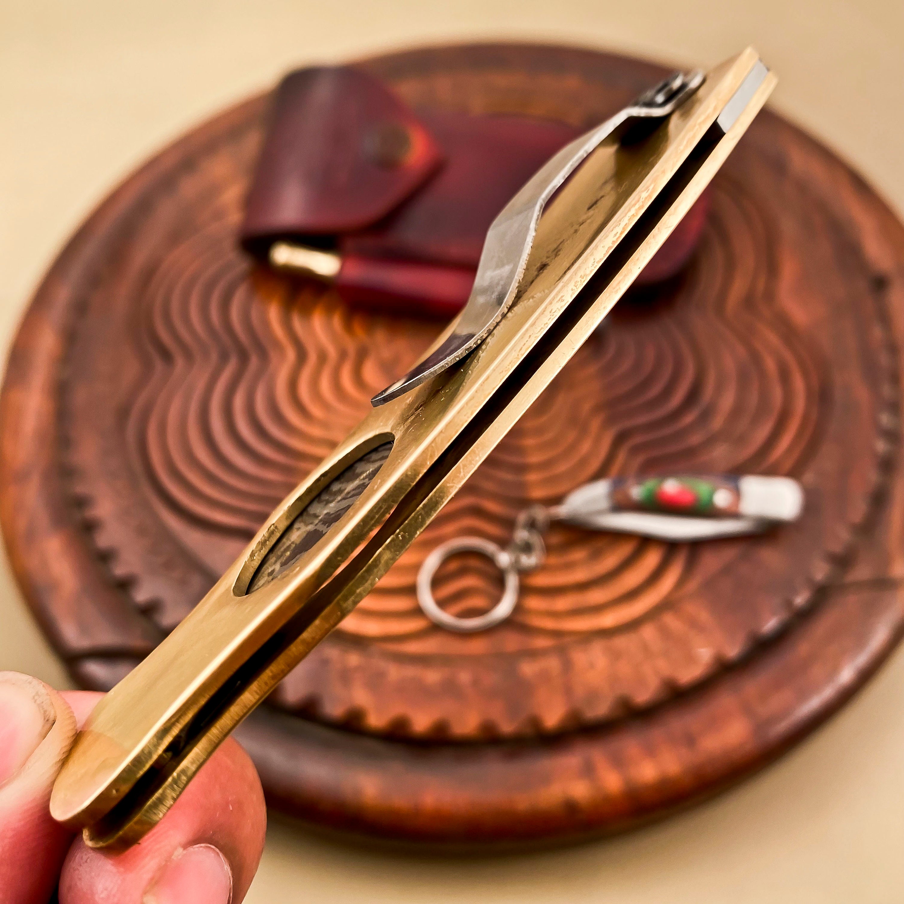 Brass Cigar Cutter Handmade Damascus Cigar Knife Guillotine Cigar ...