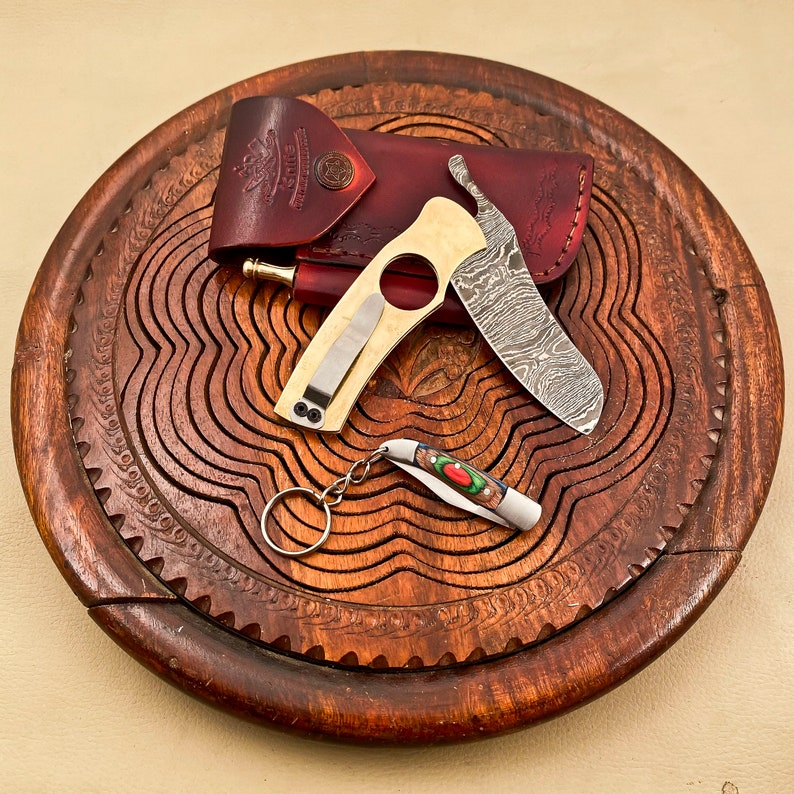 Brass Cigar Cutter Handmade Damascus Cigar Knife Guillotine Cigar ...