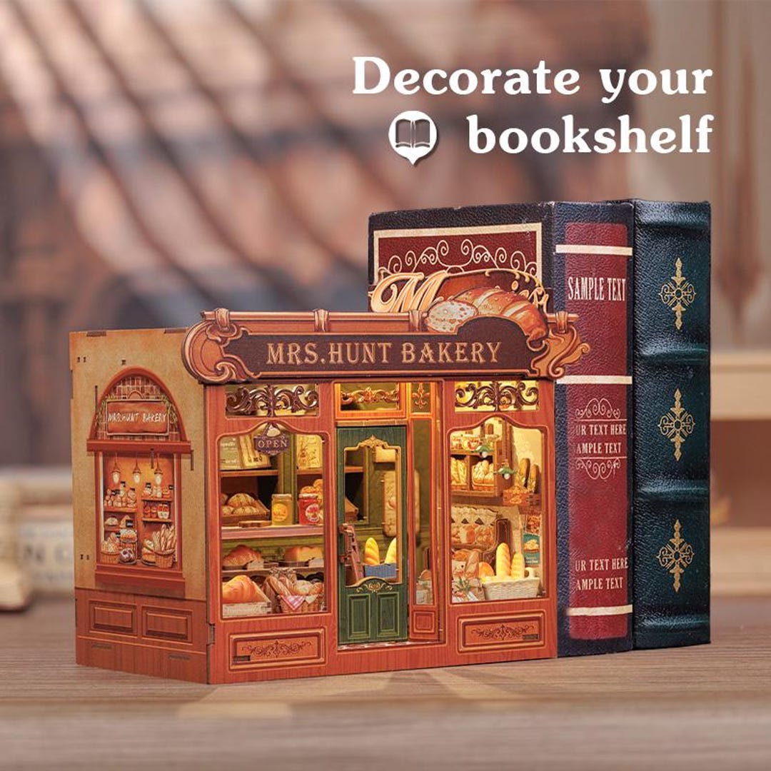 DIY Book Nook Kit | Mrs. Hunt Bakery | Wooden Miniature Dollhouse Model ...