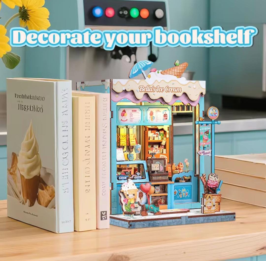 DIY Book Nook Kit | Bella's Ice Cream | Wooden Miniature Dollhouse ...