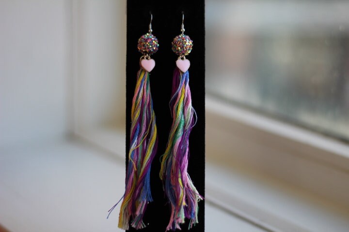 Rainbow Lady Glitter Sparkles Heart Dangle Earrings - Etsy