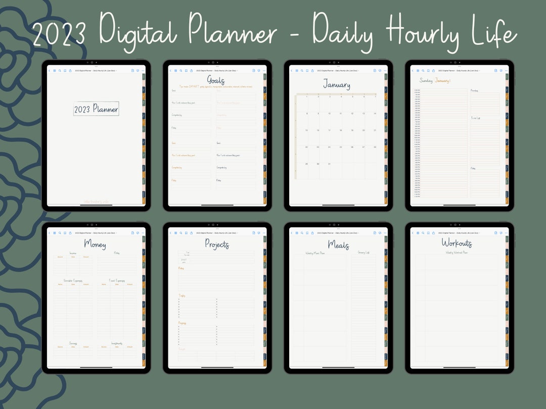 2023 Digital Planner - Daily Hourly Life (jan-dec) - Etsy