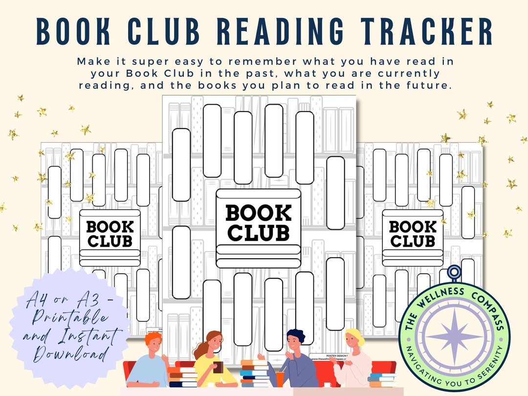 Book Club Reading Tracker, Editable PDF Reading Book Tracker, Printable ...