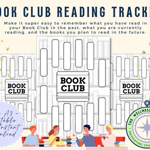 Book Club Reading Tracker, Editable PDF Reading Book Tracker, Printable ...