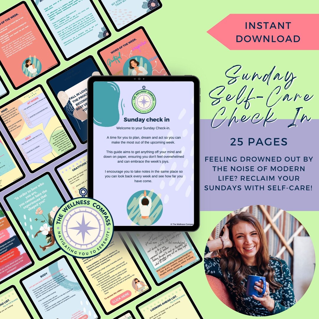 Weekly Self-care Planner, Self-care Workbook, Sunday Check in Self-care ...