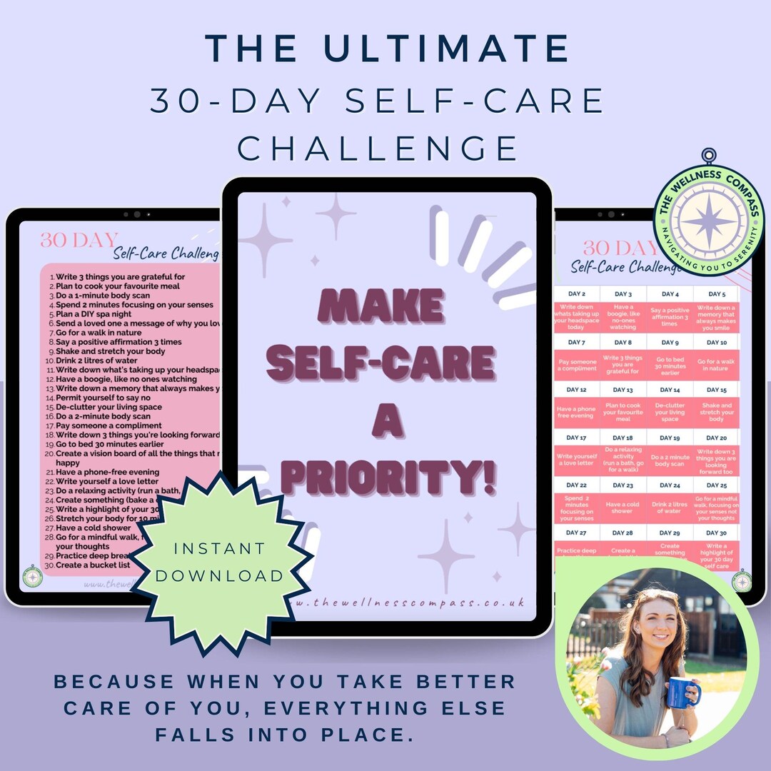 30 Days of Self-care Challenge, Self-care Planner, Digital Wellbeing ...