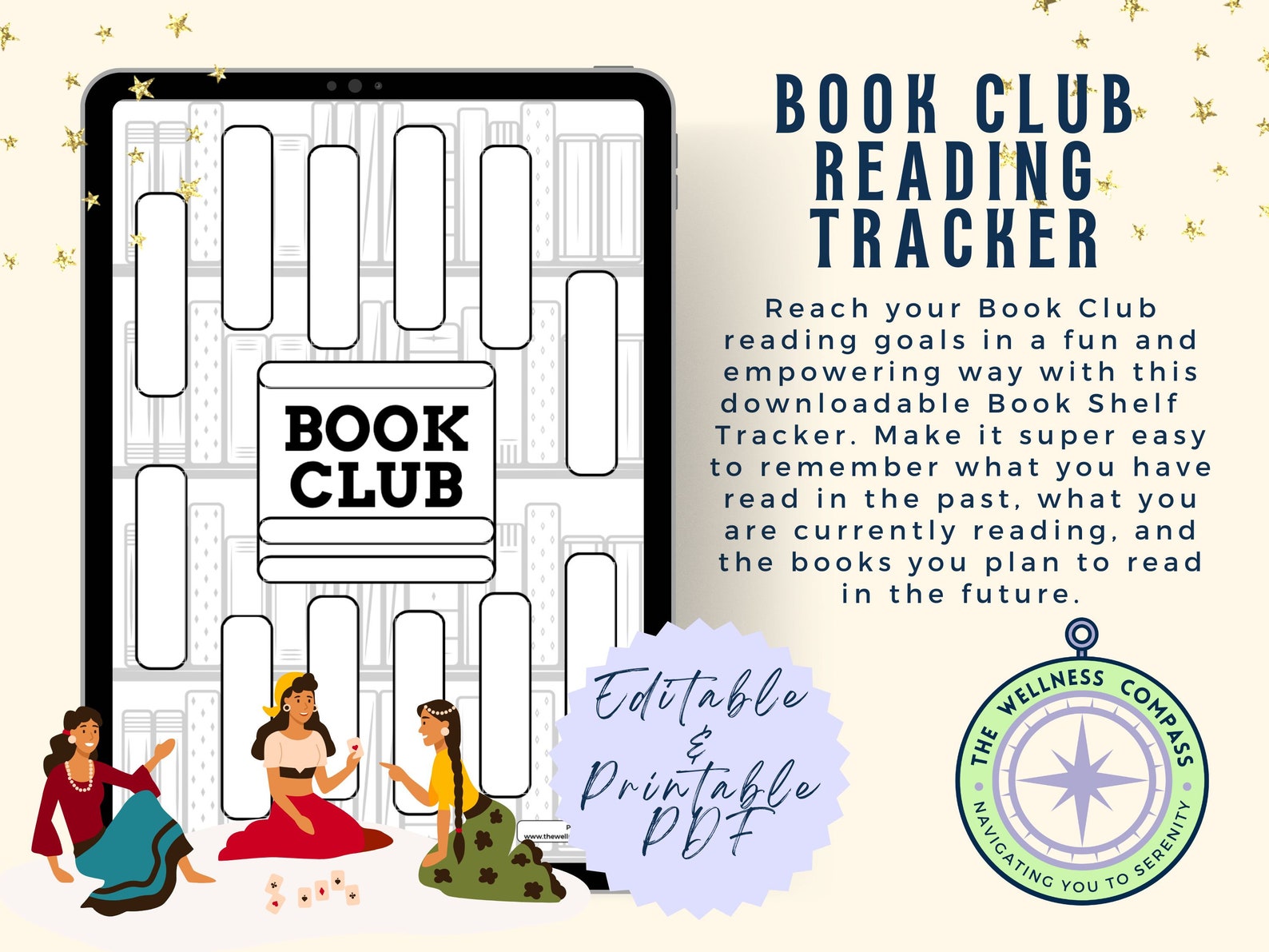 Book Club Reading Tracker, Editable PDF Reading Book Tracker, Printable ...