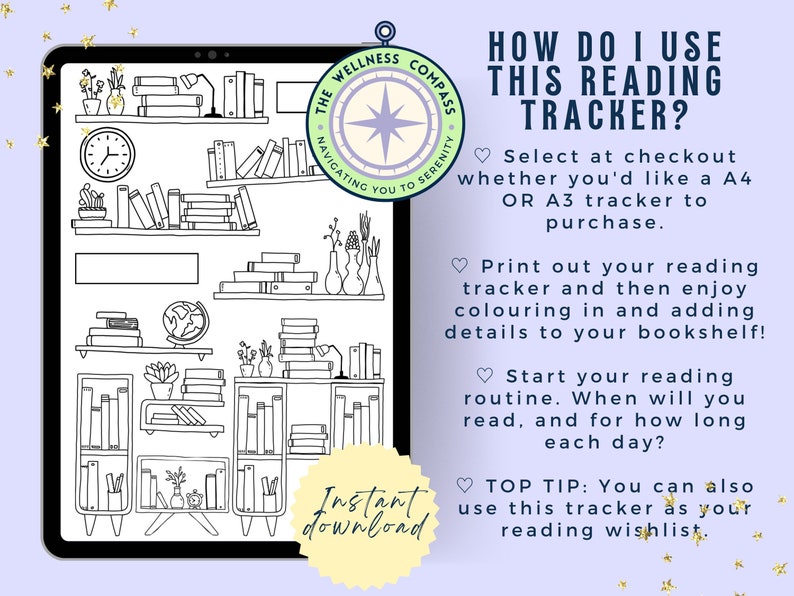 Bookshelf Reading Tracker Printable, Downloadable Reading Book Tracker ...