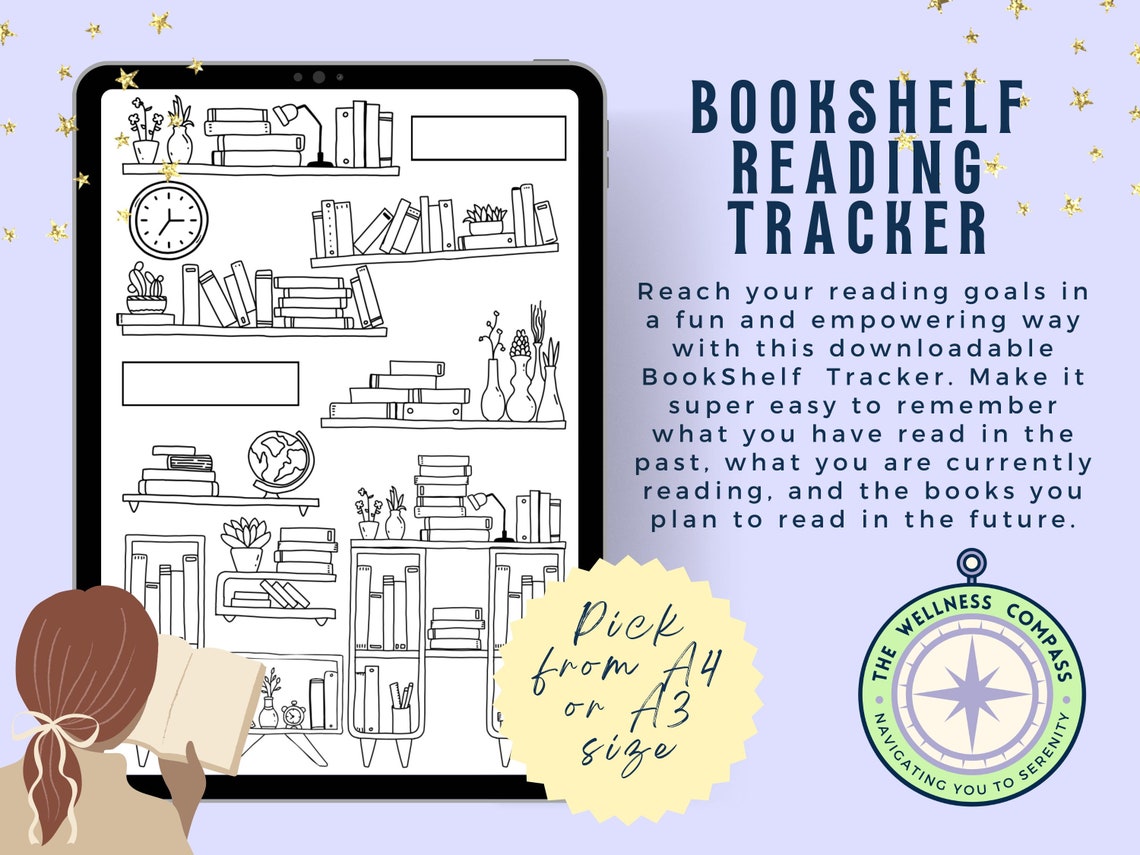 Bookshelf Reading Tracker Printable, Downloadable Reading Book Tracker ...