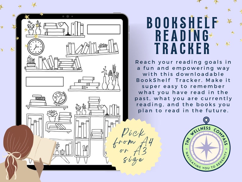 Bookshelf Reading Tracker Printable, Downloadable Reading Book Tracker ...