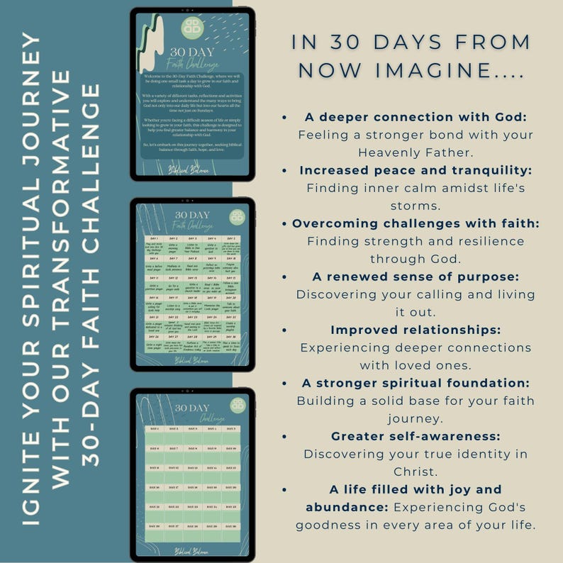 30 Day Faith Challenge, Faith Journal, Bible Study (PDF Download) - Etsy