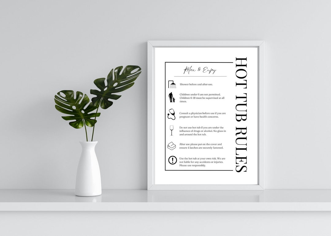 Editable Template - Hot Tub Rules - Printable Sign at Home- Includes ...