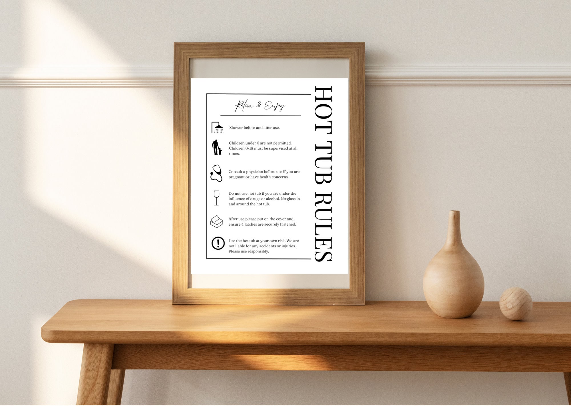 Editable Template - Hot Tub Rules - Printable Sign at Home- Includes ...