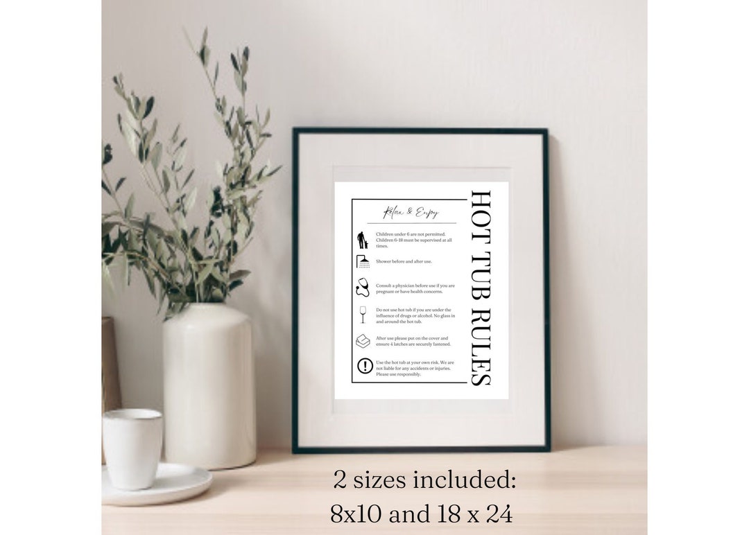 Editable Template - Hot Tub Rules - Printable Sign - Includes 8x10 ...