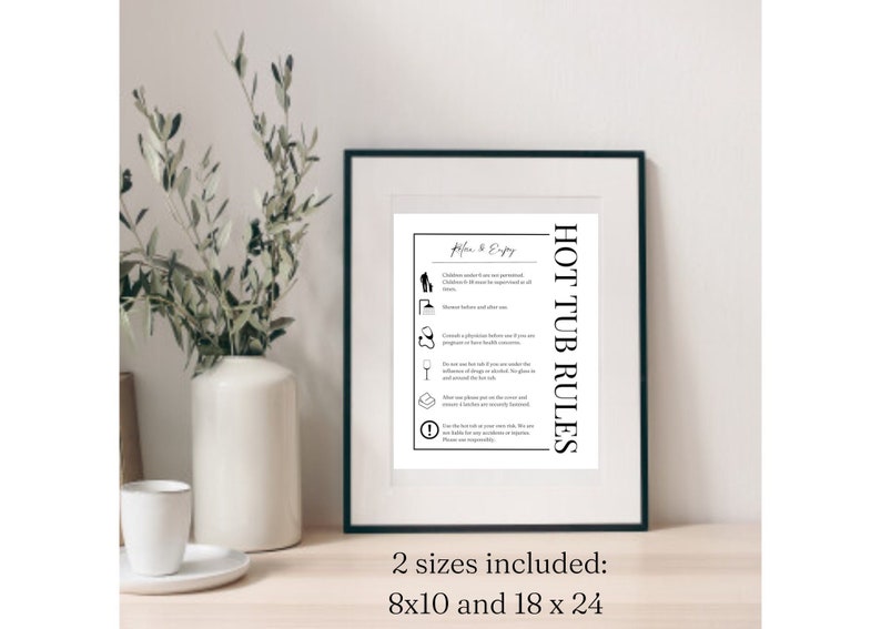 Editable Template - Hot Tub Rules - Printable Sign - Includes 8x10 ...
