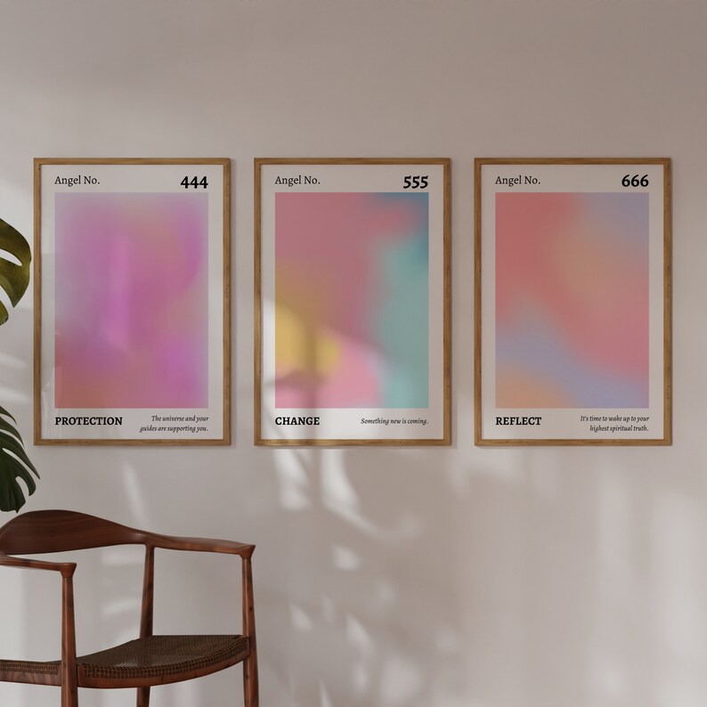 Angel Numbers Print: Gradient Aura Art, Spiritual Home Decor (digital ...