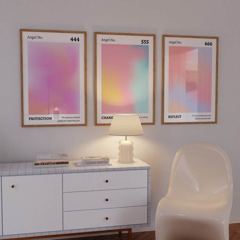 Angel Numbers Print: Gradient Aura Art, Spiritual Home Decor (digital ...