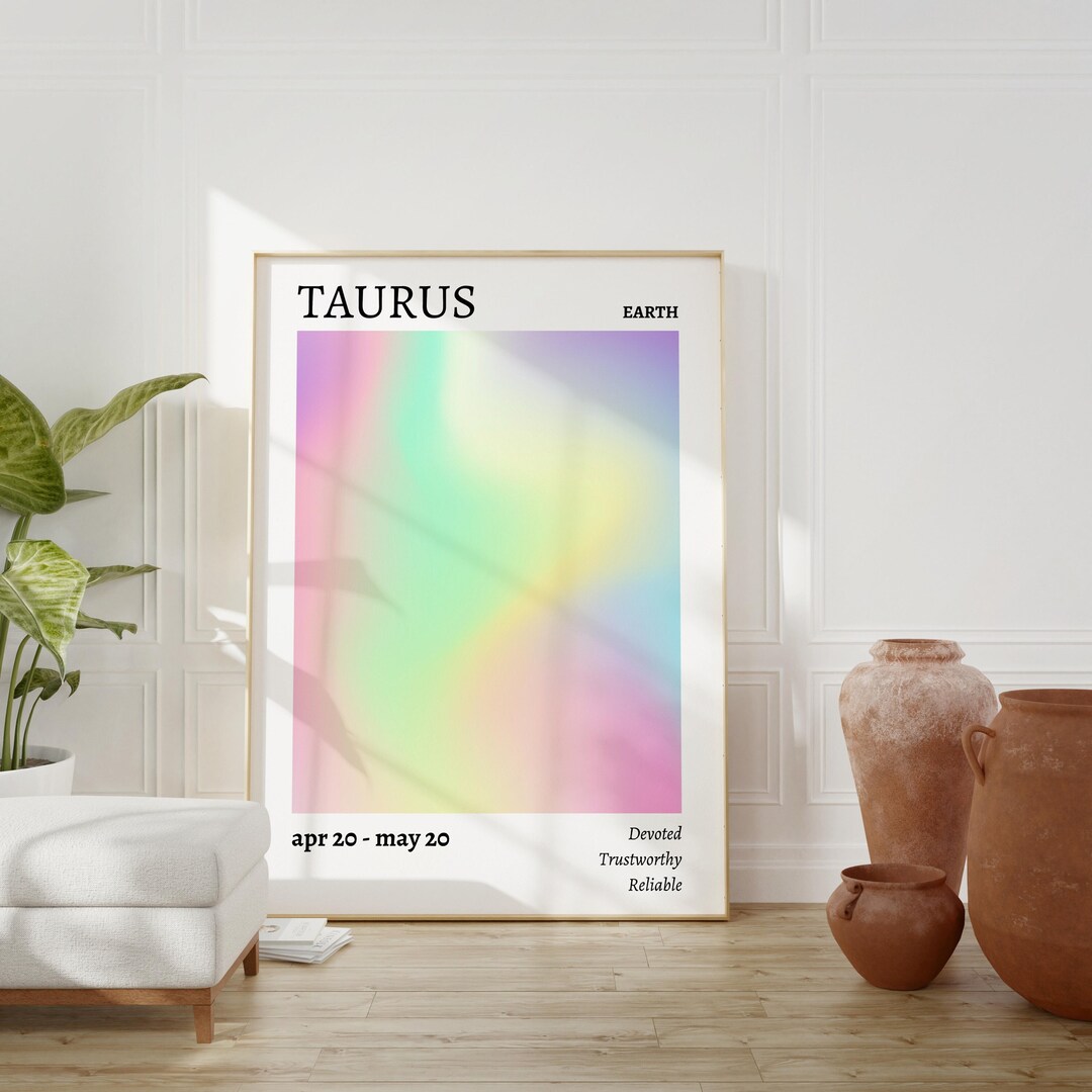 TAURUS: Spiritual Wall Art, Star Sign Art, Zodiac Printable, Gradient ...