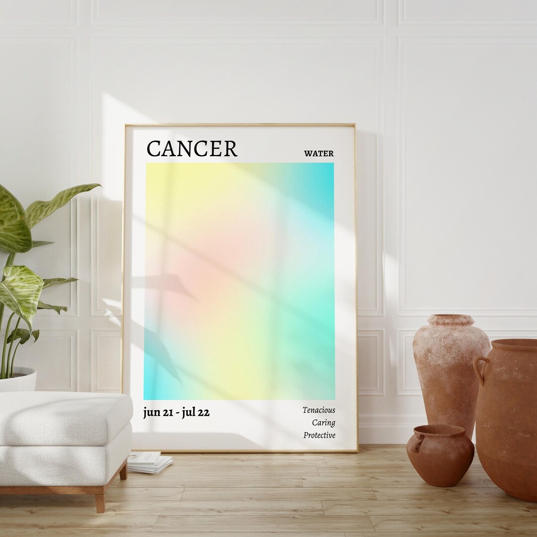 CANCER: Spiritual Wall Art, Star Sign Art, Zodiac Printable, Gradient ...