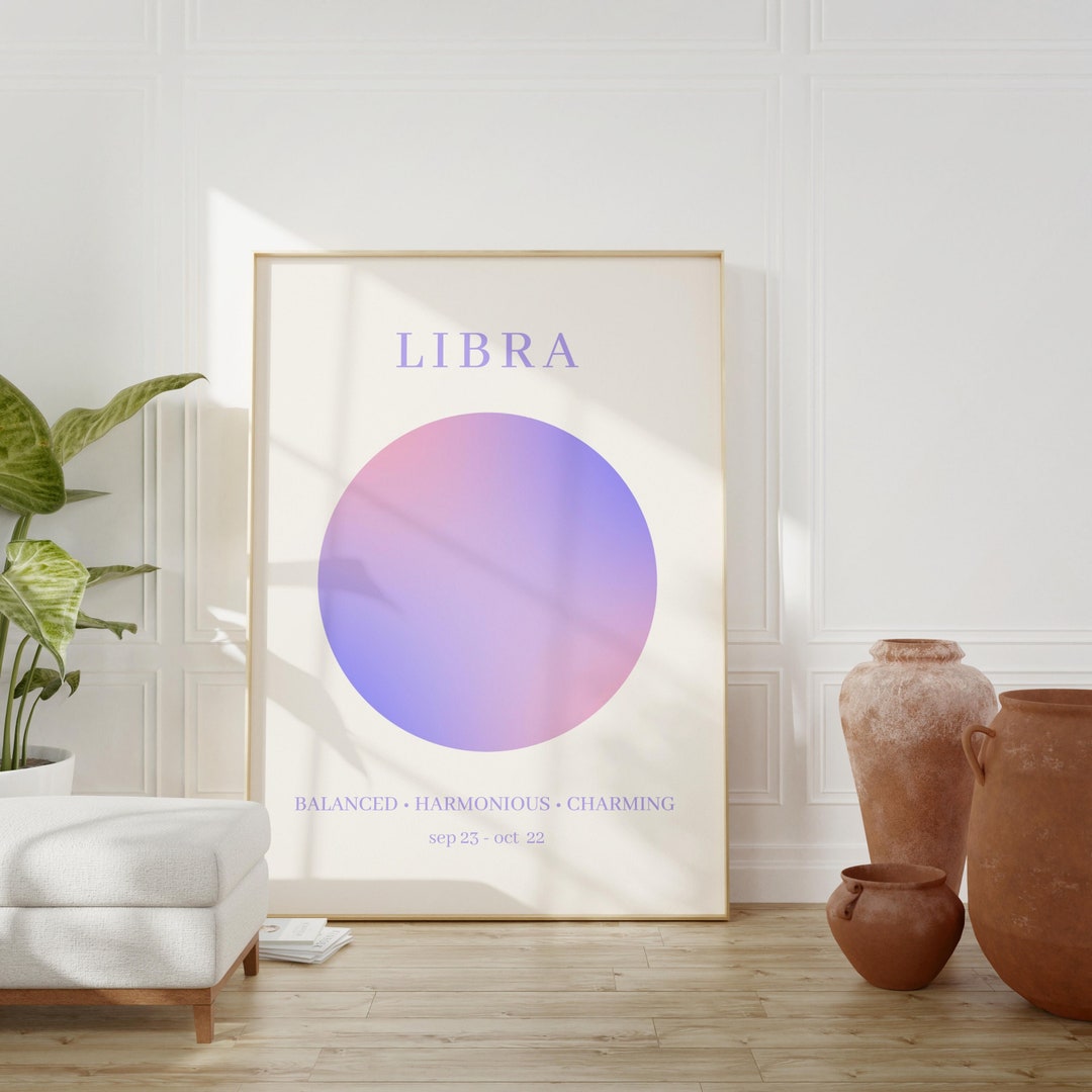 LIBRA: Spiritual Wall Art, Star Sign Art, Zodiac Printable, Gradient ...