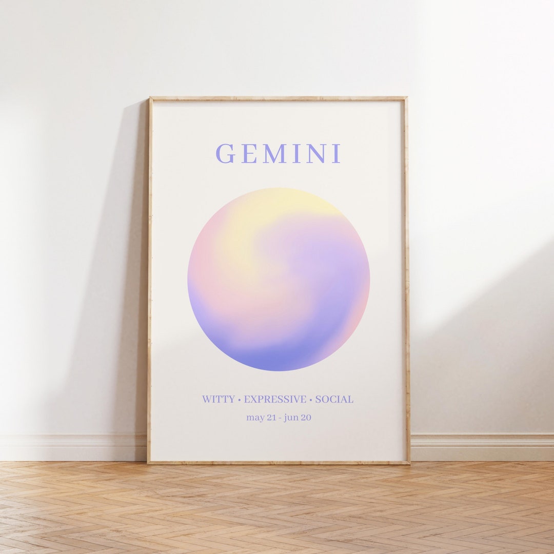 GEMINI: Spiritual Wall Art, Star Sign Art, Zodiac Printable, Gradient ...