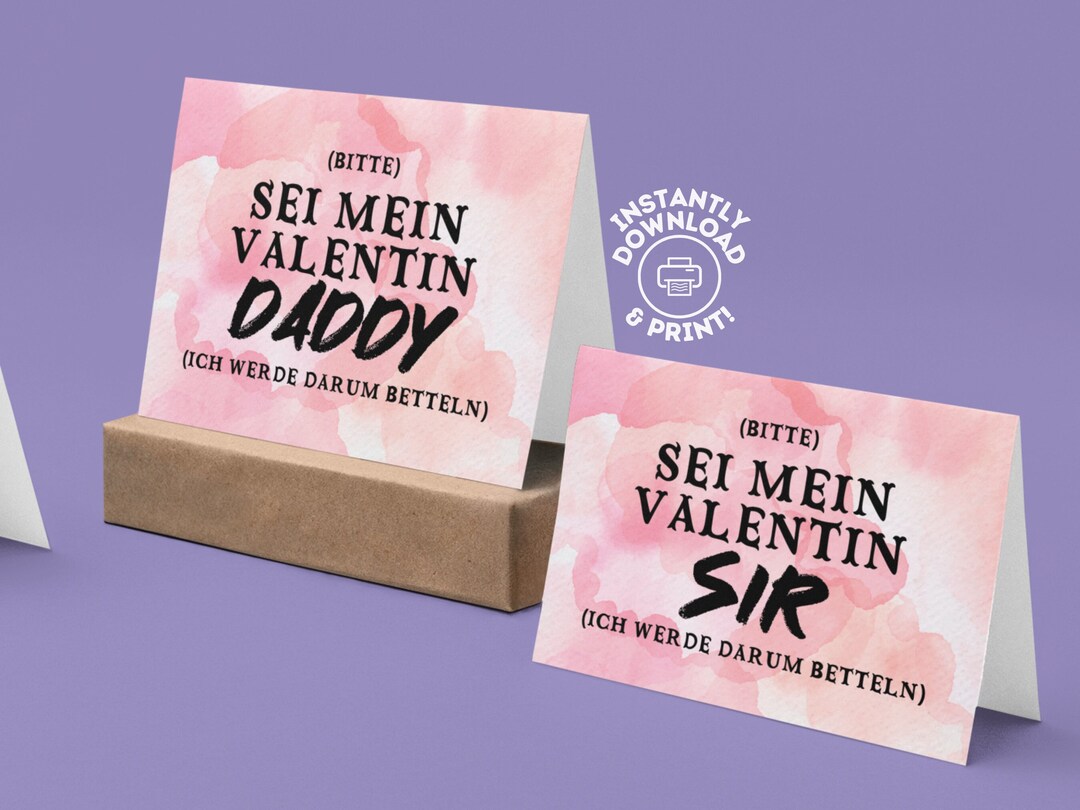 Printable Valentine Card for Sir or Daddy in Deutsch - "bitte Sei Mein ...