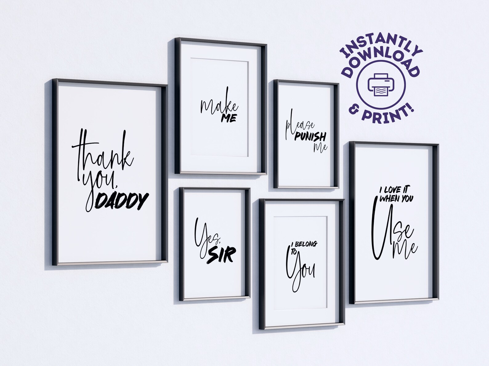 Yes, Sir | Minimalist Dom / Sub Printable BDSM Decor | Kinky Bedroom ...
