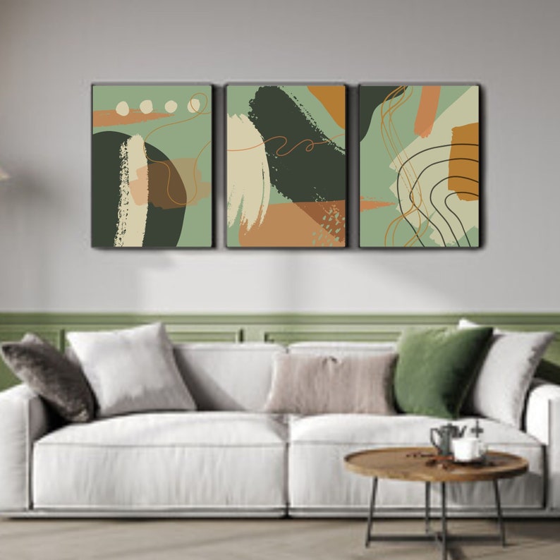 Modern Earth Tone Abstract Printable Wall Art Set of 3 Earth Tone ...