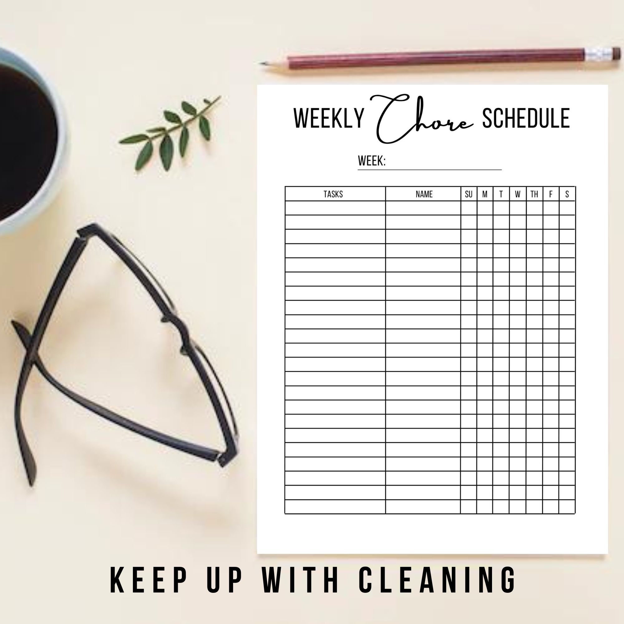 Chore Chart Cleaning Checklist Weekly Cleaning Kids Chore Chart Family ...