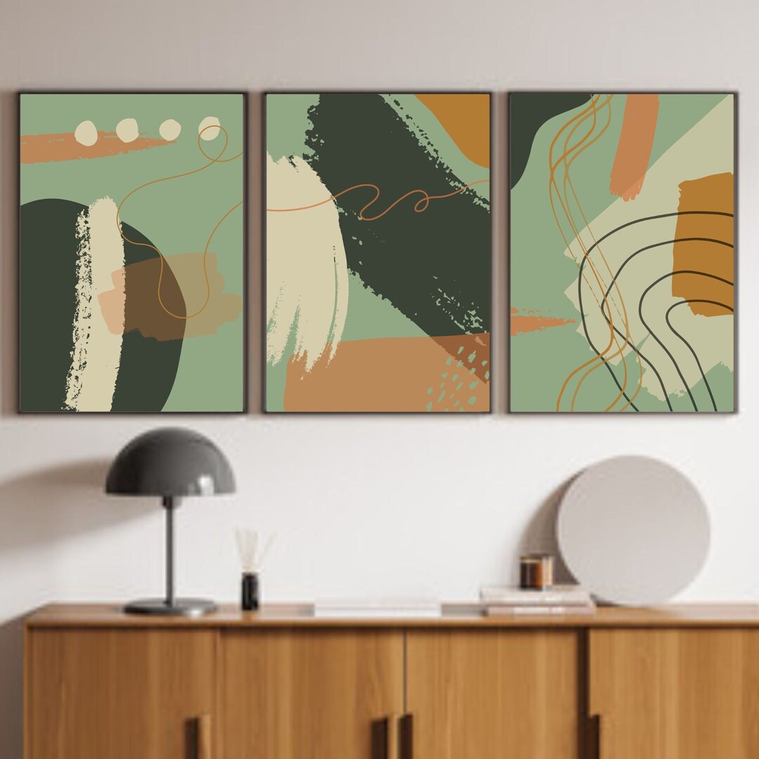Modern Earth Tone Abstract Printable Wall Art Set of 3 Earth Tone ...