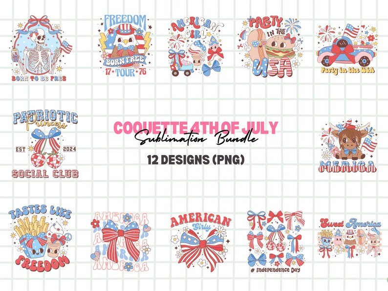 Coquette 4th of July Sublimation Bundle, 4th of July Png, Fourth of ...