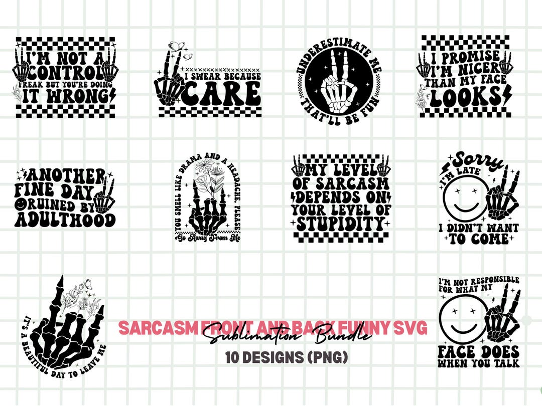 Sarcasm Front and Back Funny Svg Bundle, Funny SVG Bundle, Sarcasm SVG ...