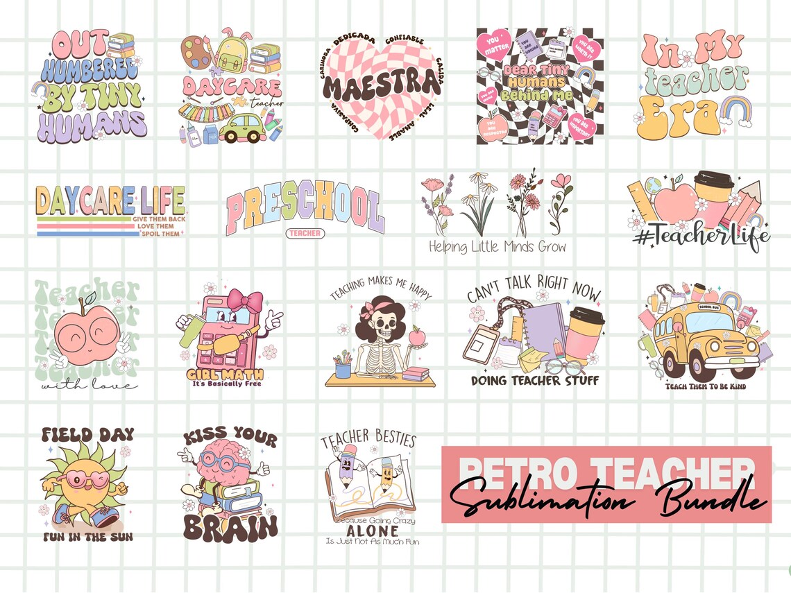 Groovy School Png Retro Teacher Png, Back to School Png Disco ...