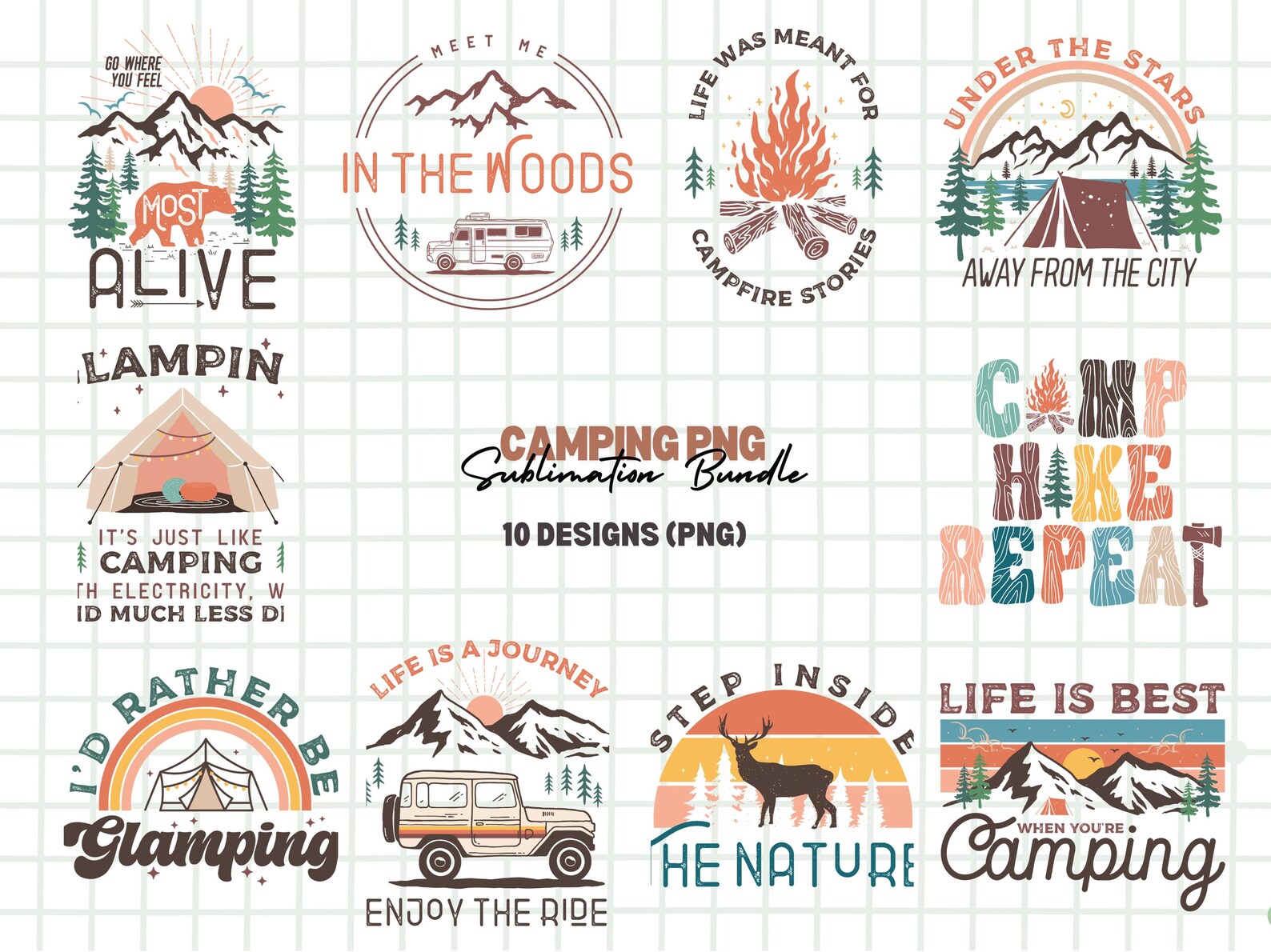 Camping PNG Sublimation Bundle, Camping Bundle, Camp Life, Outdoor Life ...